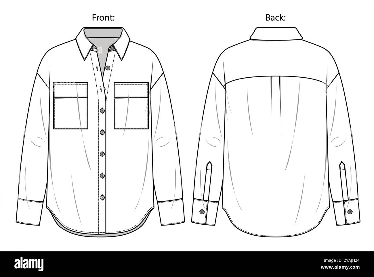 Utility jacket front and back view sketch hi-res stock photography and ...