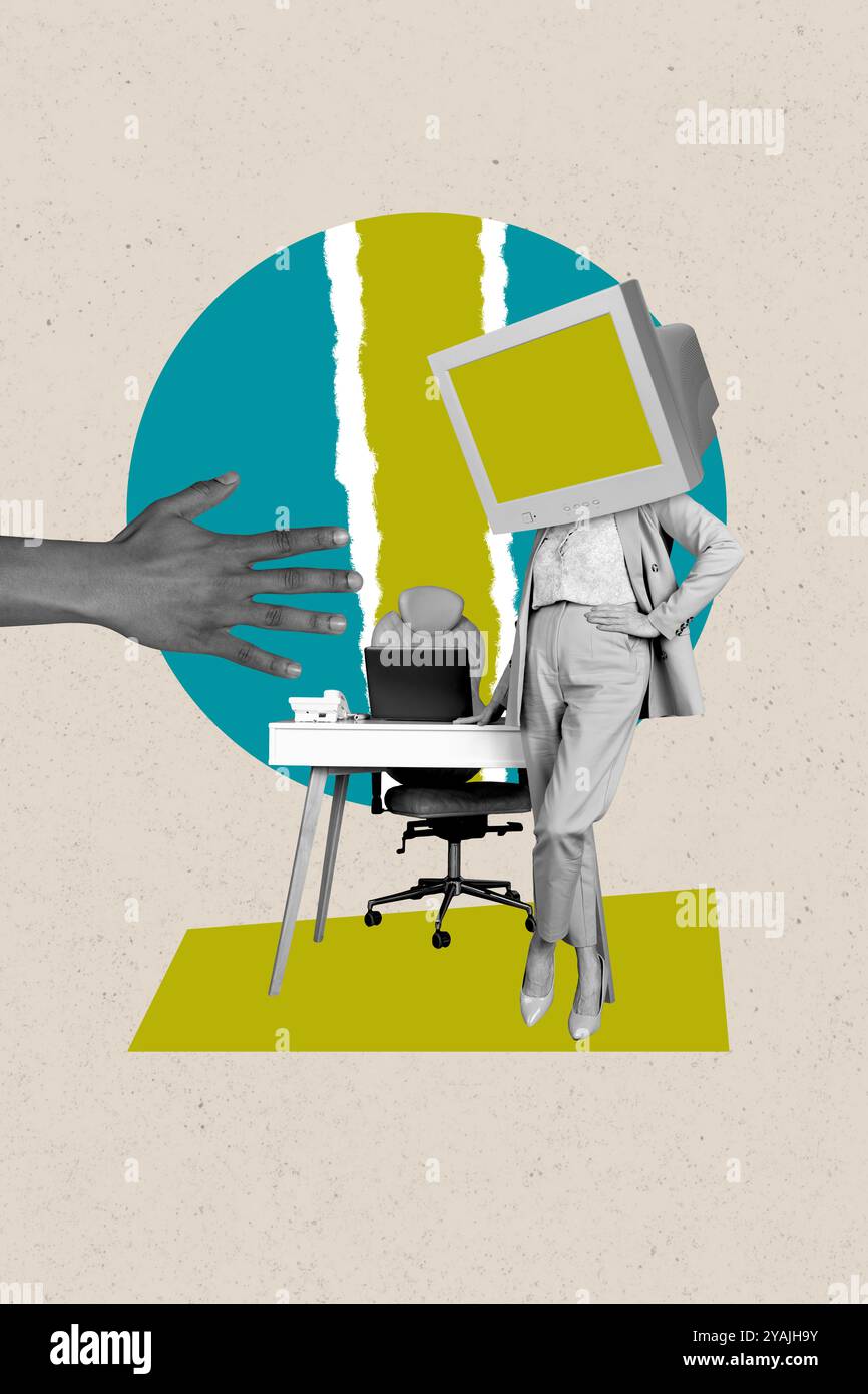 Trend artwork composite sketch image photo collage of aged woman boss ...