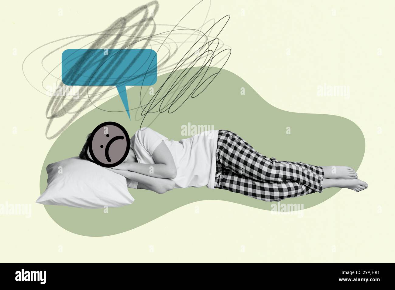 Trend artwork composite sketch image collage of insomnia young sad face ...