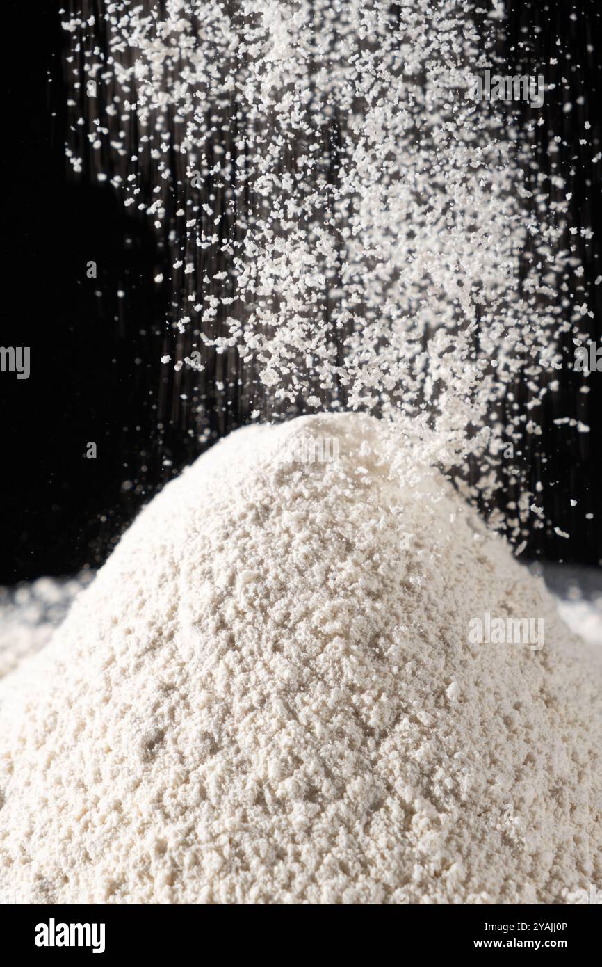 Texture of Natural Organic Whole Wheat Flour on Black Background Stock ...
