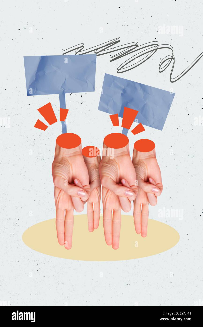 Composite trend artwork sketch photo collage of arm wrist hands stand ...