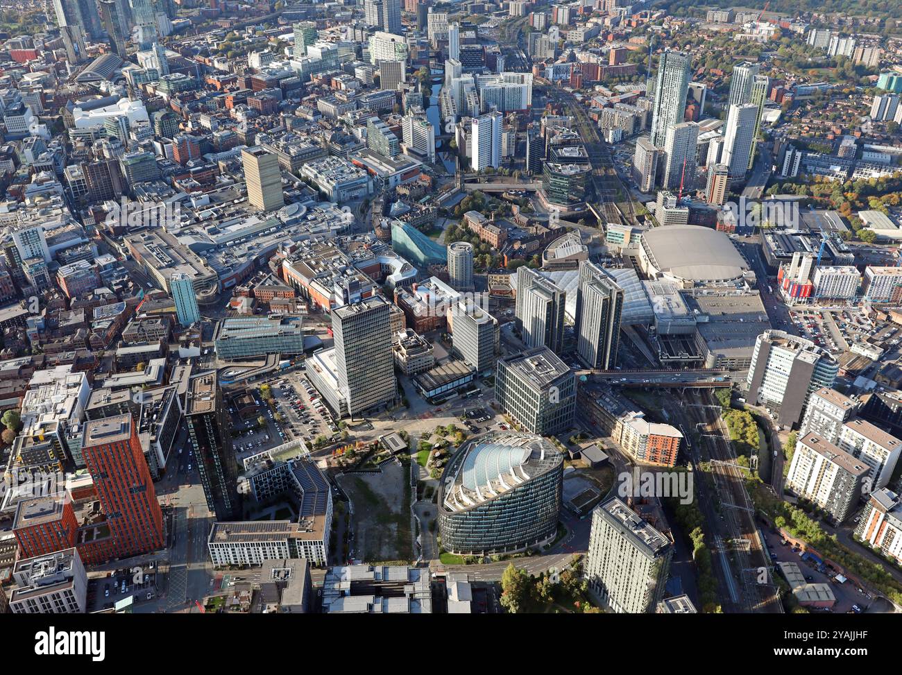 aerial view of NOMA & Shudehill area of Manchester city centre ...