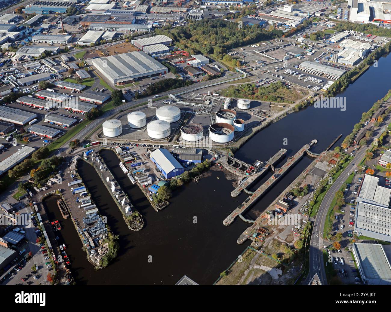 aerial view of Esprit Warehousing & Docks, wharf, locks and storage ...