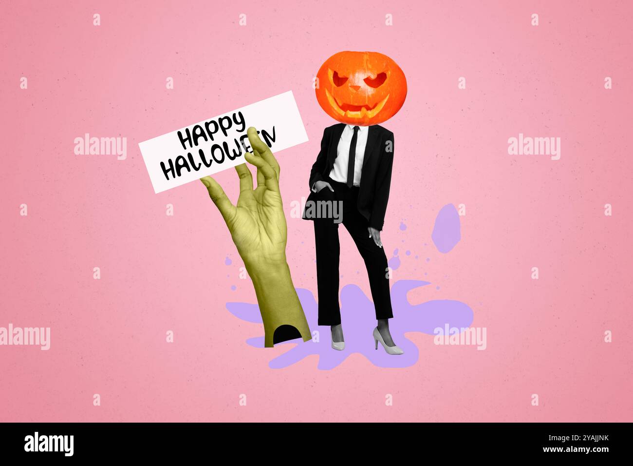Composite trend artwork sketch collage of happy halloween spooky season ...