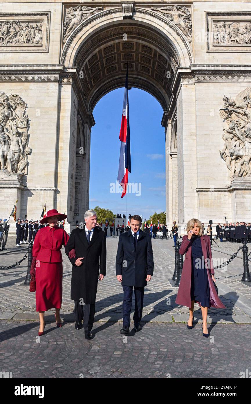 Paris, France. 14th Oct, 2024. Queen Mathilde of Belgium, King Philippe ...