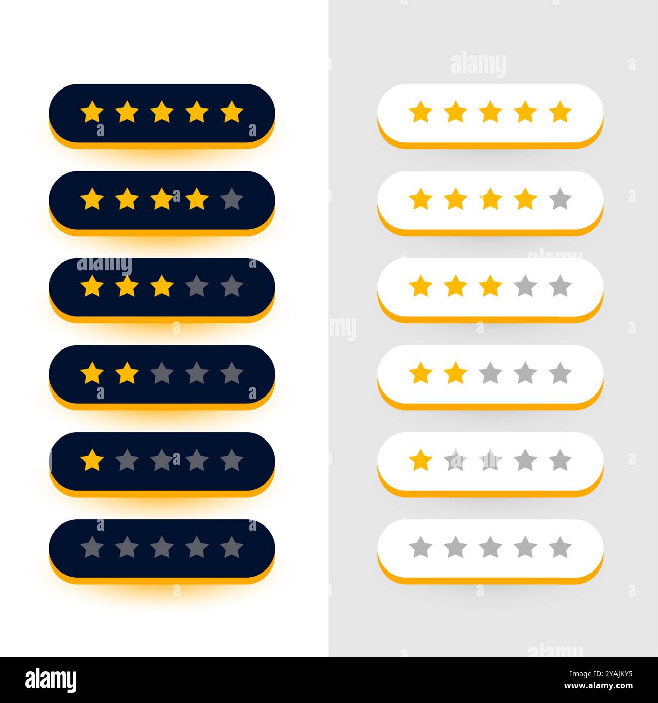 set of 3d five stars rating sign for customer review vector Stock ...