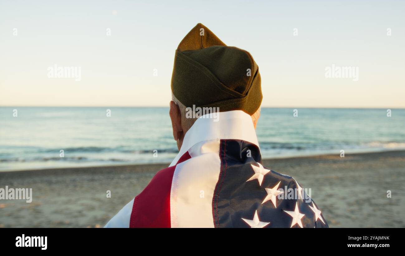 Soldier With Uniform Hat Praising America Stock Photo - Alamy