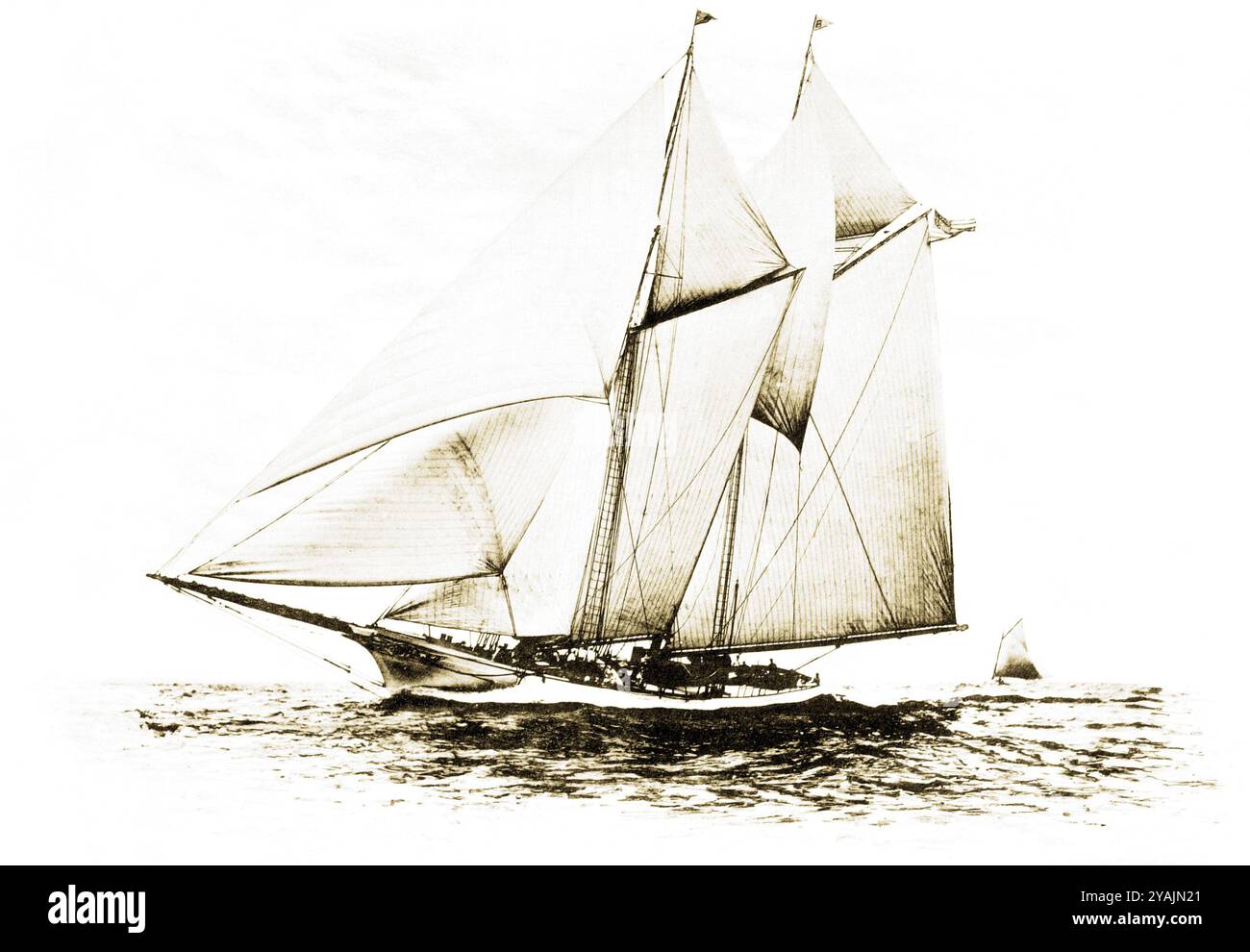 1901 America’s Cup. The schooner AMERICA racing off Newport, Rhode ...