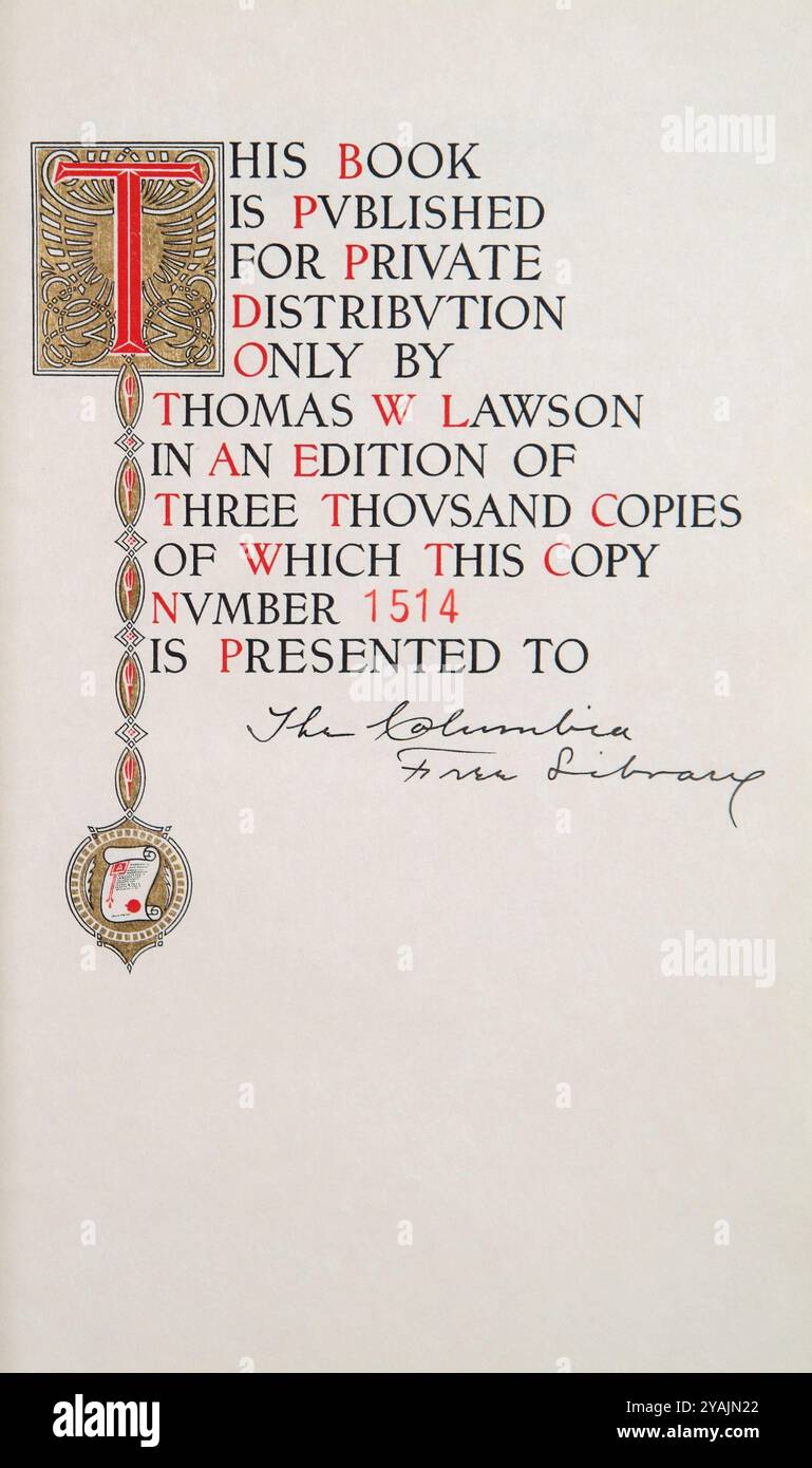 The presentation page in the America’s Cup limited edition history book ...