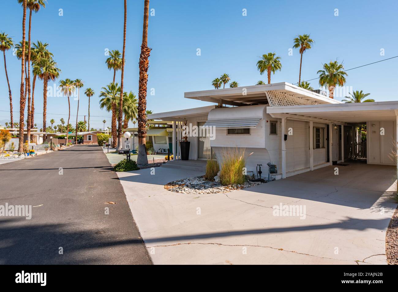 Palm Springs, CA, US-May 22, 2024: Exterior of mid-century modern ...