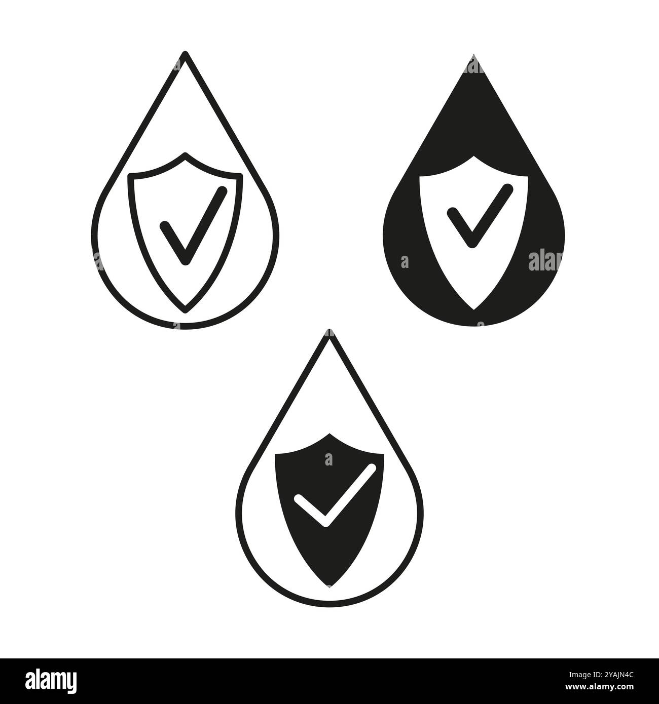Drop shield icon. Checkmark protection symbol. Security drop shape ...