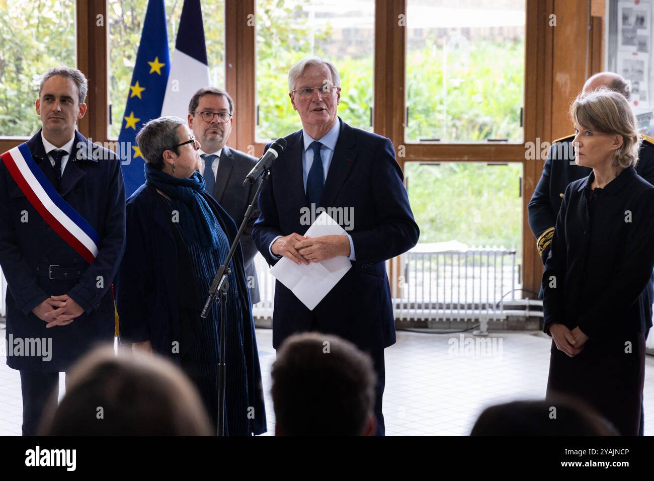 French Prime Minister Michel Barnier (C) and (From L) Socialistes et ...