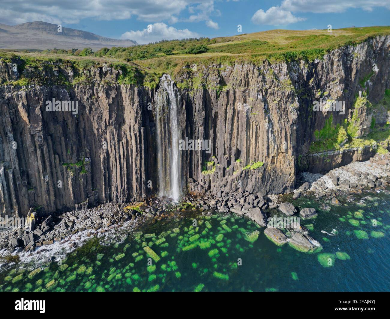 View on Kilt Rock and Kilt Rock Waterfall, Isle of Skye, Scotland Stock ...