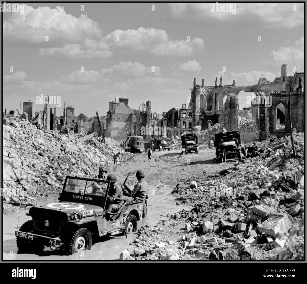 BATTLE OF NORMANDY after D-Day. Valognes Normandy in ruins, June 24 ...