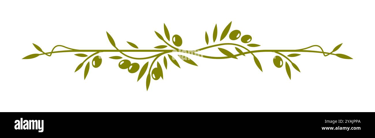Olive leaves frame border line or divider of vector tree branches and ...