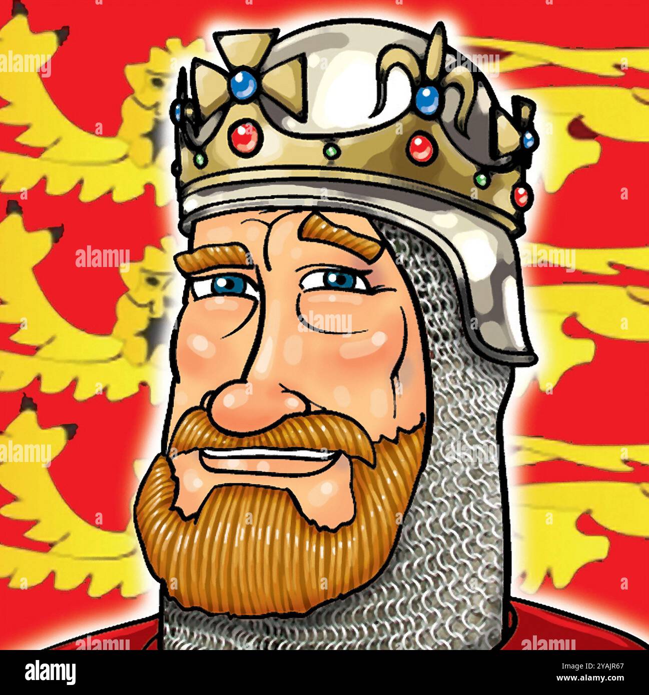 Art cartoon of the King of England King Richard I, known as Richard the ...