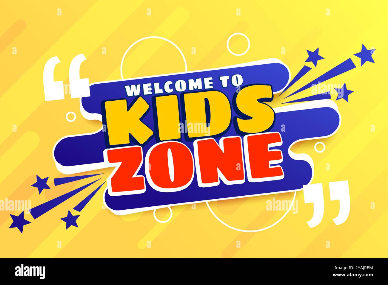 kids fun zone yellow banner for kindergarten playroom vector Stock ...