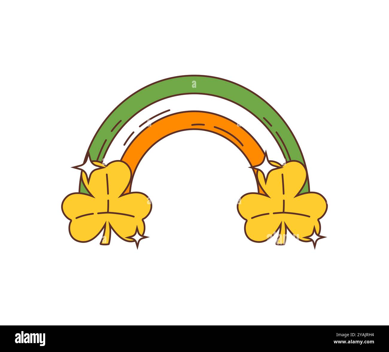 Cartoon Irish groovy rainbow, saint Patrick day holiday celebration ...