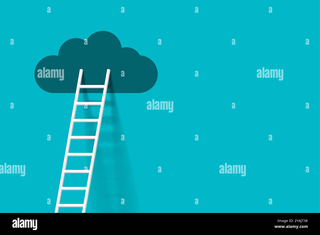 stair up business progress with white ladder and cloud concept ...