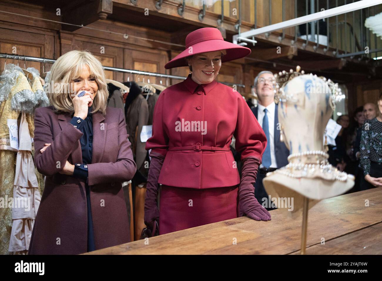 Paris, France. 14th Oct, 2024. Belgium Queen Mathilde and French first ...