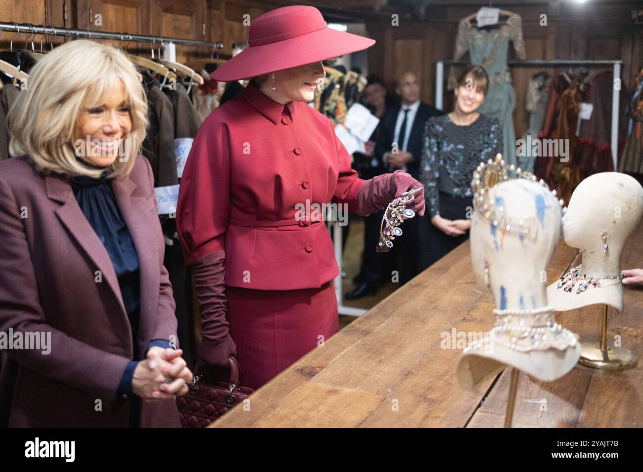 Paris, France. 14th Oct, 2024. Belgium Queen Mathilde and French first ...