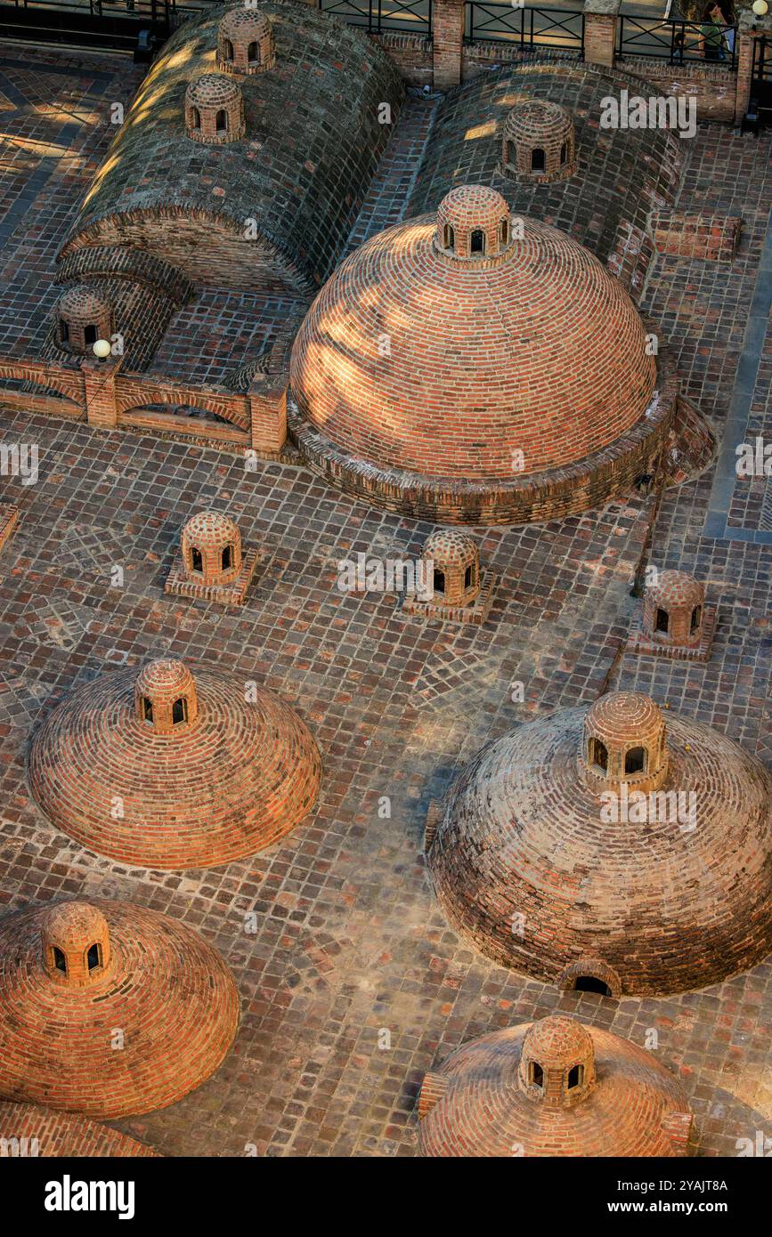 overhead view of the brick domes of the sulphur baths in the geothermal ...
