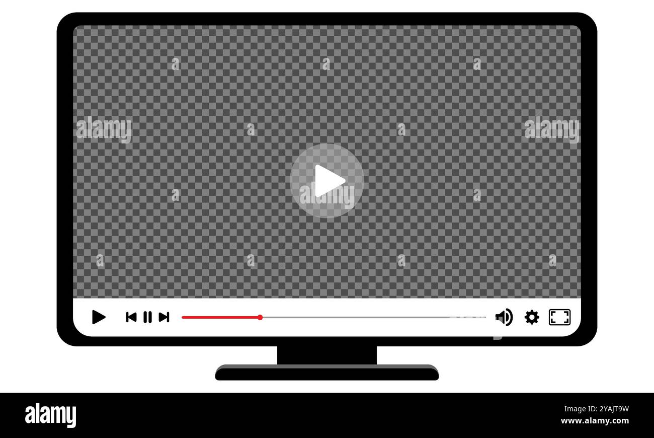 Video player interface with controls. The player window frame. Vector ...
