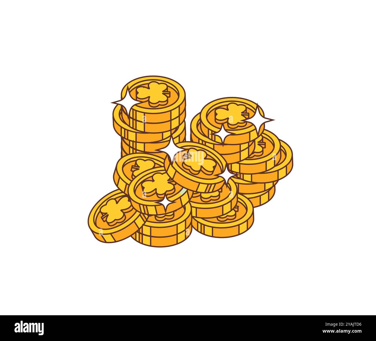 Cartoon Irish golden coins stack, saint Patrick day gold of leprechaun ...