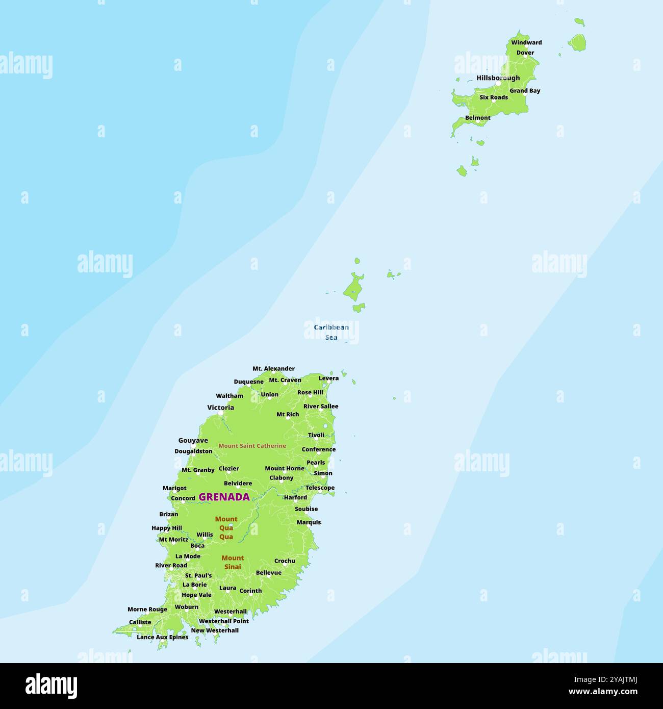 Simple political map grenada hi-res stock photography and images - Alamy
