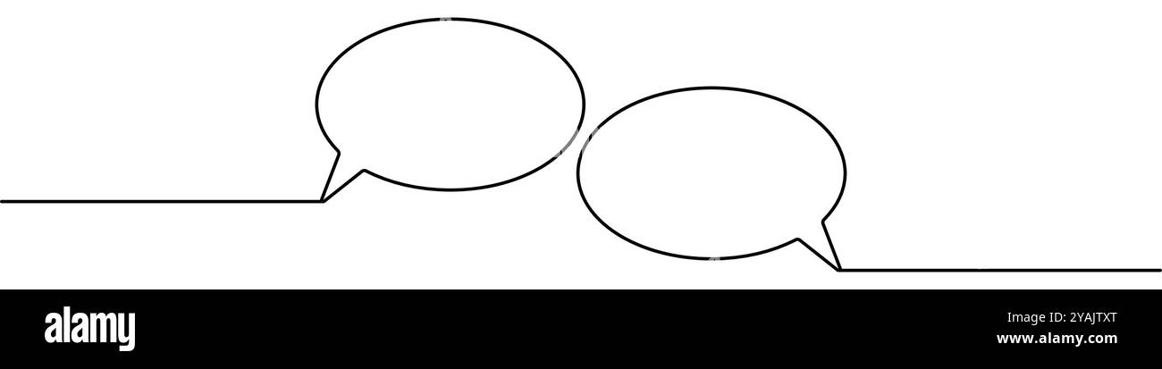 continuous single line drawing of two speech bubbles, conversation symbol line art vector ...