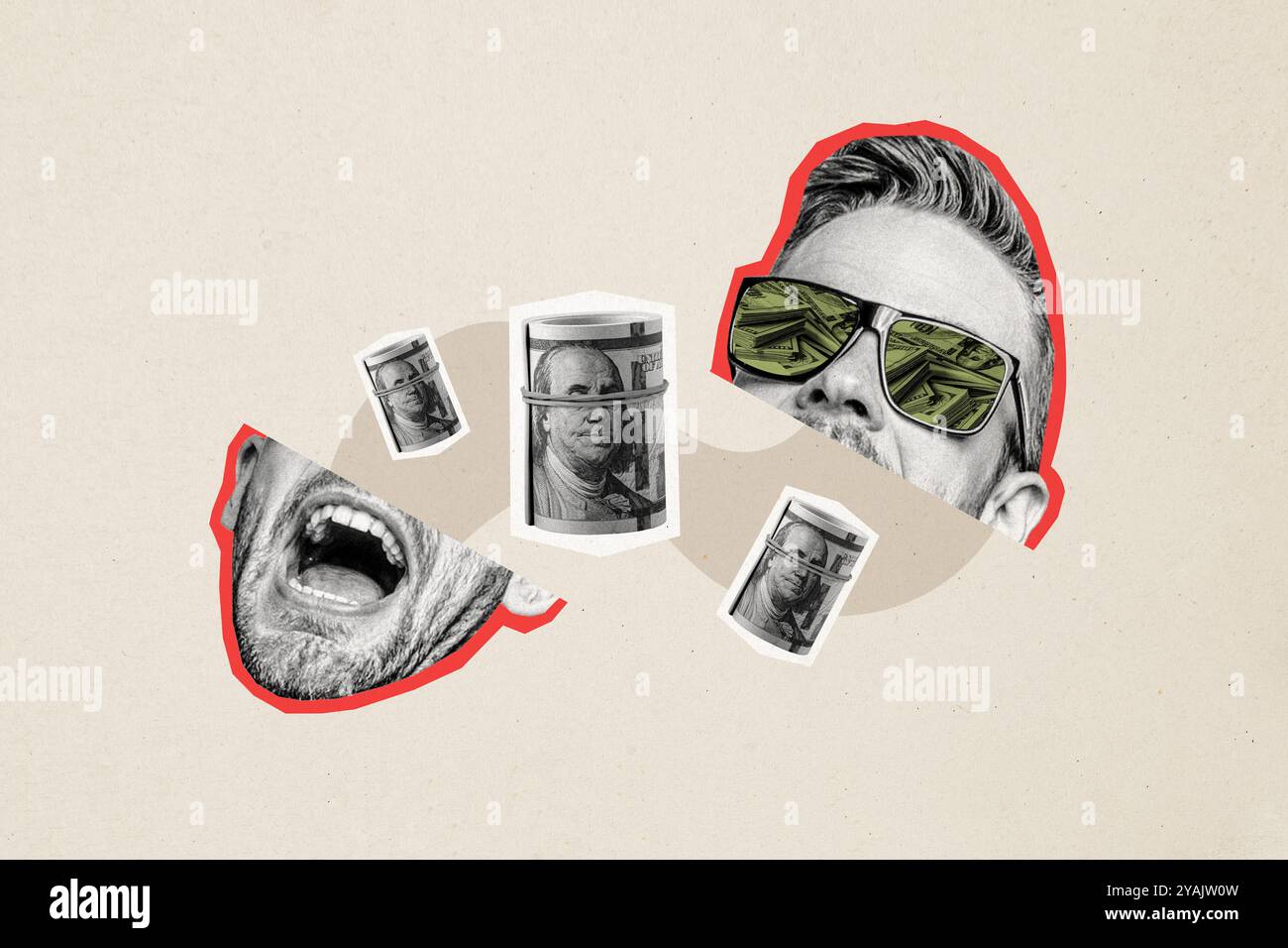 Creative collage picture young man scream shout failure dissatisfied ...