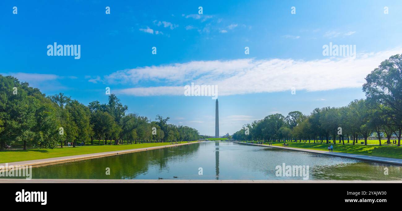 Washington Memorial and Lincoln Memorial Reflecting Pool. Washington D ...
