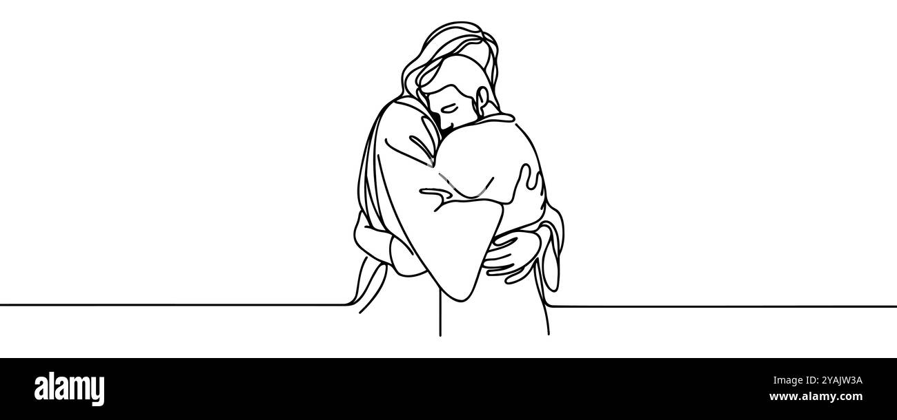 Jesus hugs a man Continuous one line drawing Stock Vector Image & Art ...