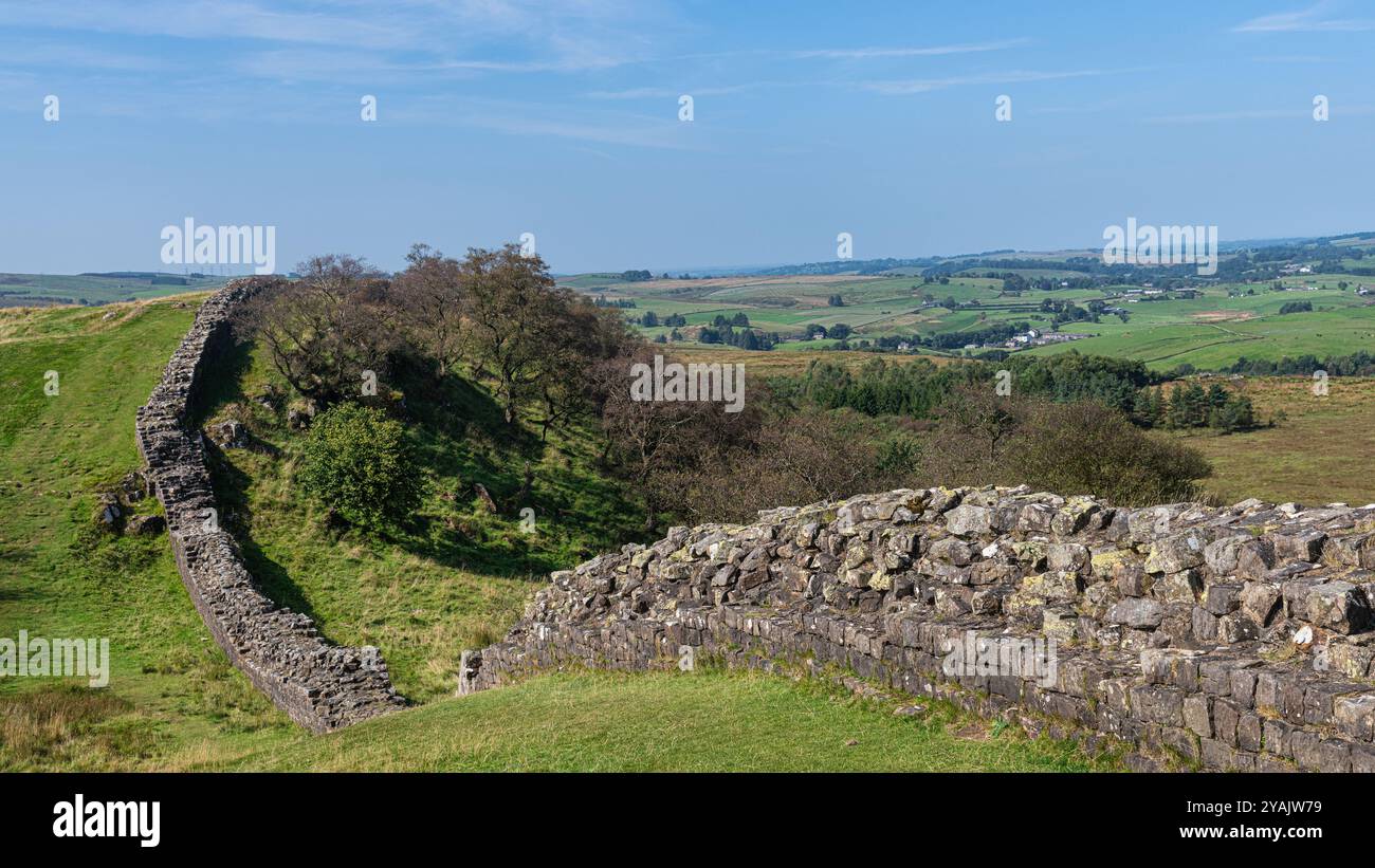 A stretch of Hadrian's Wall at Upper Denton in Northumberland, England ...