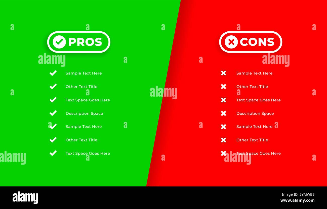 modern pros and cons comparison list design vector Stock Vector Image ...