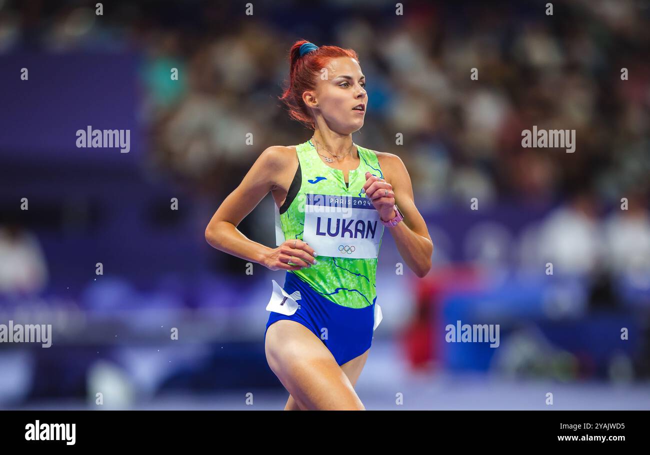 Klara Lukan participating in the 10.000 meters at the Paris 2024 ...