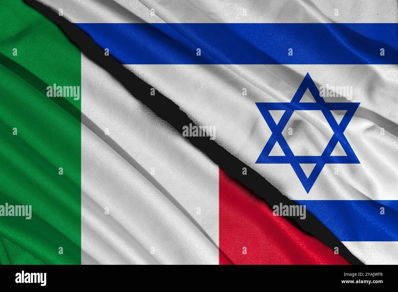 ITALIAN flag illustration combining ISRAEL flag, satin texture waving ...