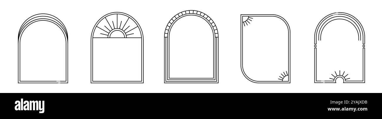 Black arches with sun ornament and patterns. Decorative arch for ...