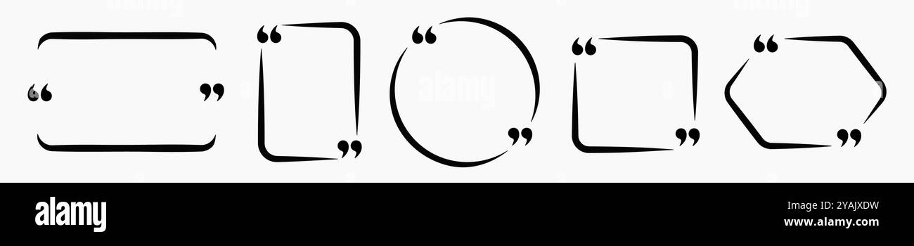 Minimalistic set of quote borders without text in black color Stock ...