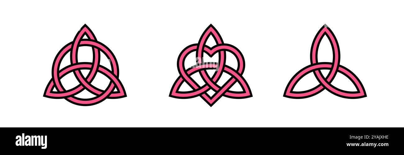 Irish pink triquetra. Endless red knot. Pagan religious symbol Stock ...