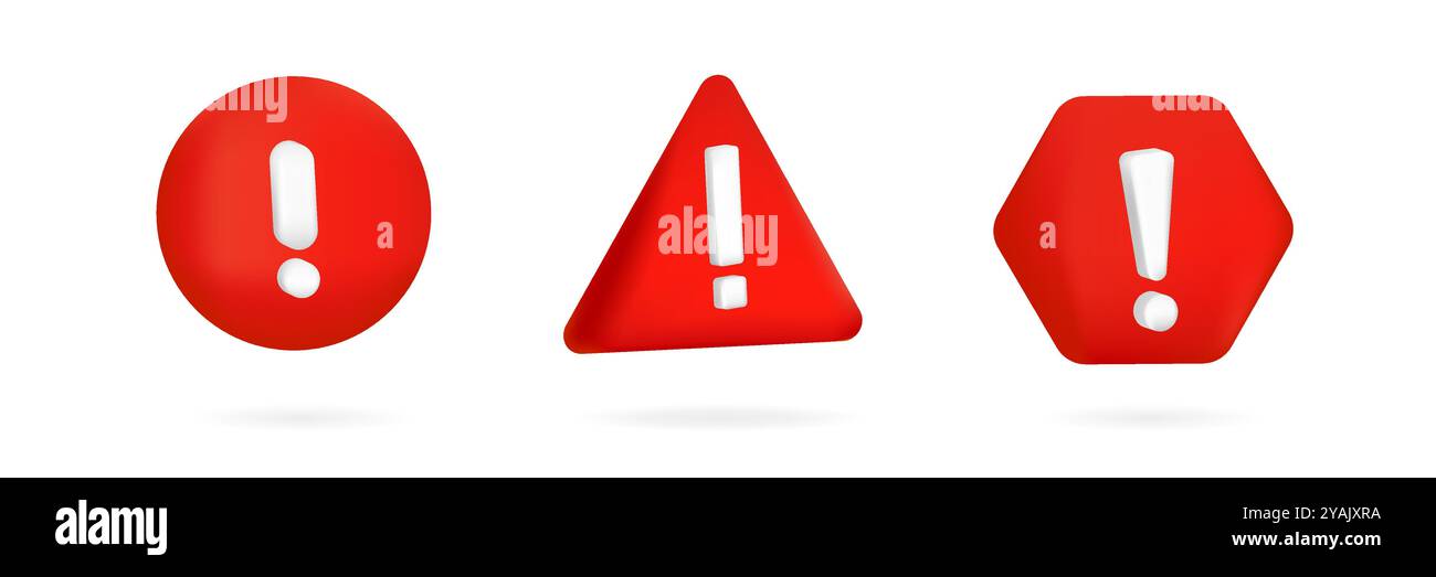 Red warning signs with white exclamation mark. Road dangerous symbol ...