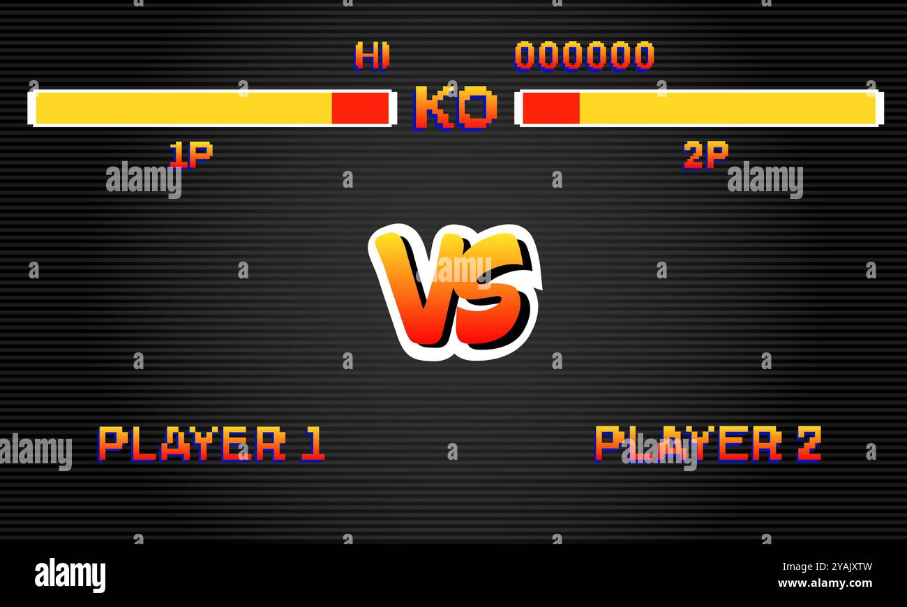 Fight retro game interface in dark style with HP banner Stock Vector ...