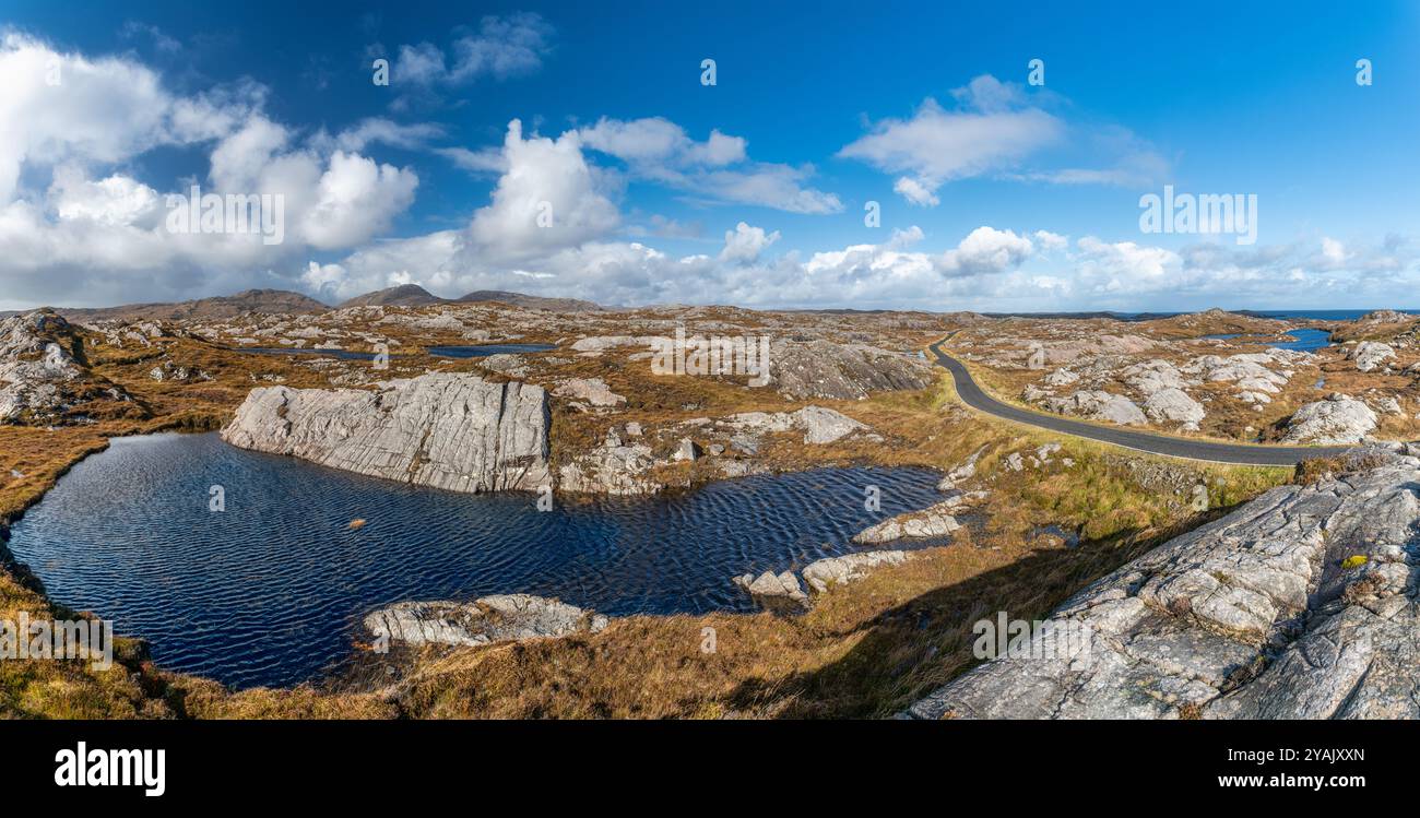 Rocky Scottish landscape taken from the Golden Road, Isle of Harris ...