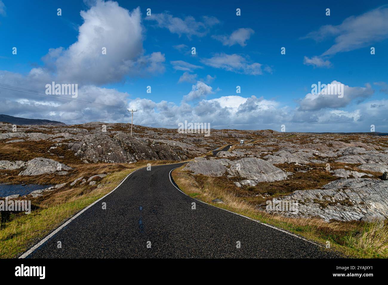 Rocky Scottish landscape taken from the Golden Road, Isle of Harris ...