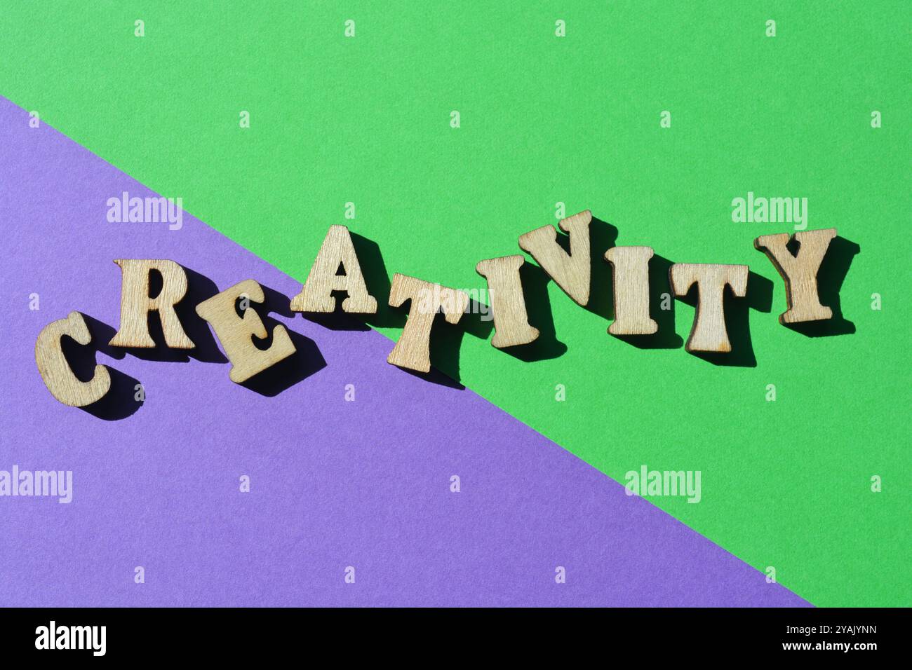 Creativity, word in wooden alphabet letters isolated on colourful ...