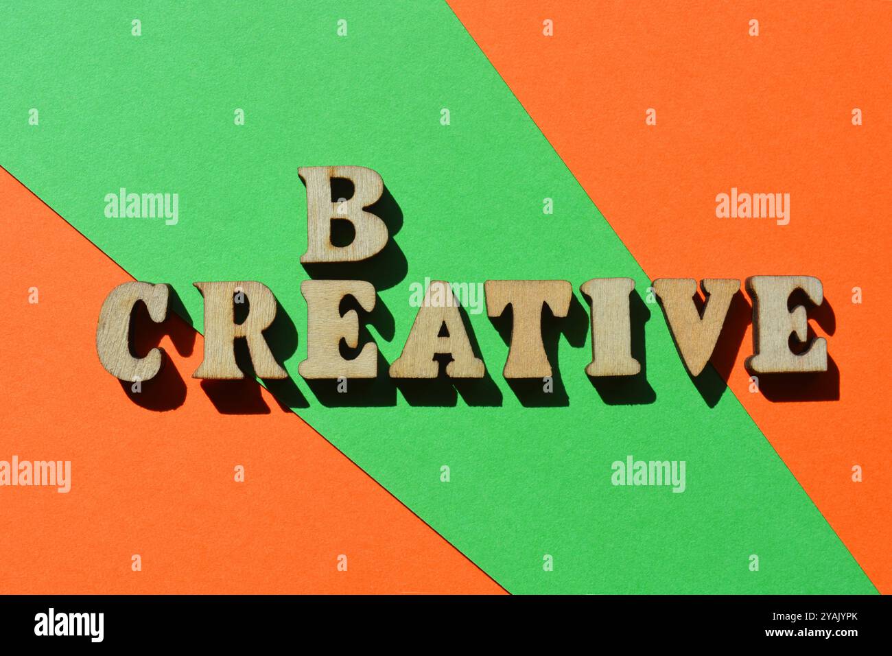 Be Creative, words in wooden alphabet letters isolated on colourful ...