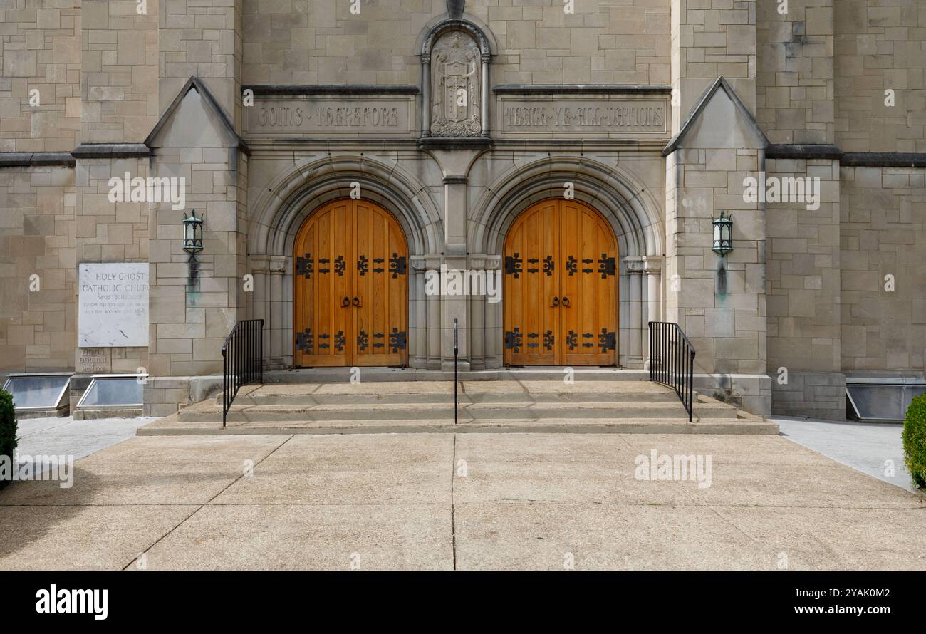 Knoxville, TN, USA-Sept. 18, 2024: Close view of the double entrance ...