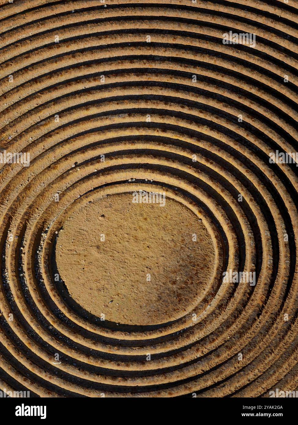 Rusty Brown Metal Hatch with Round Shape. In the middle of the frame ...