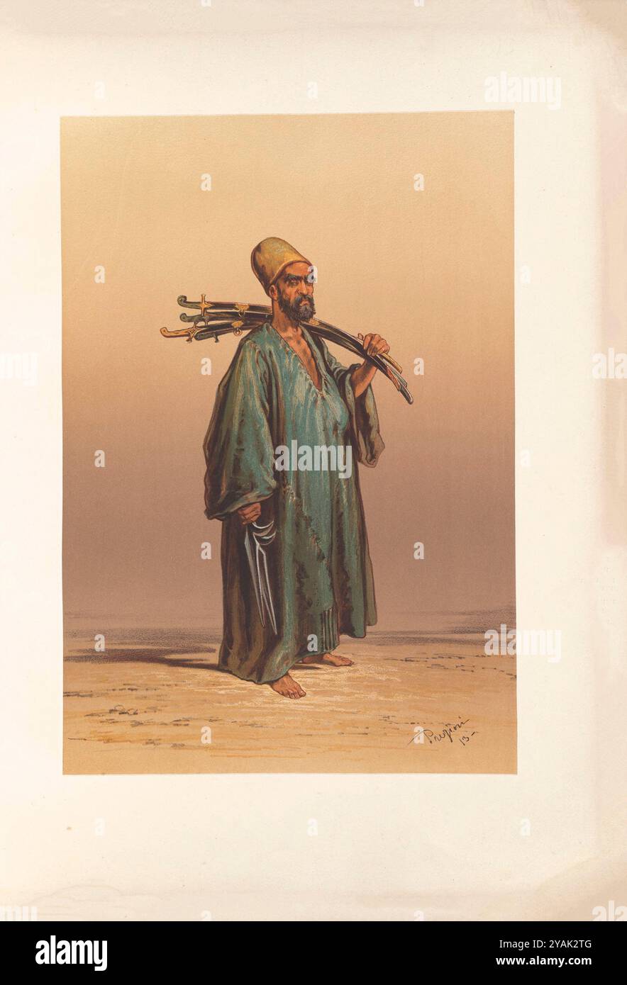 Cairo of the 19th century. Vintage illustration of Dervish, Old Weapons ...
