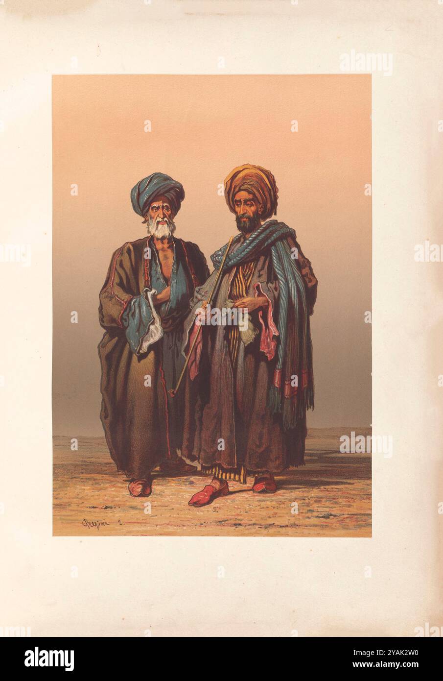Cairo of the 19th century. Vintage illustration of Cheicks, slave ...